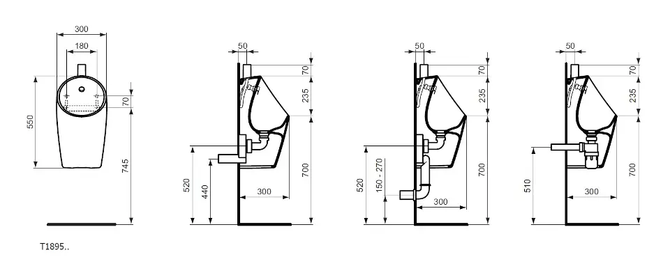 Ideal Standard Sphero - Urinale, ingresso superiore, Rimless, bianco ...