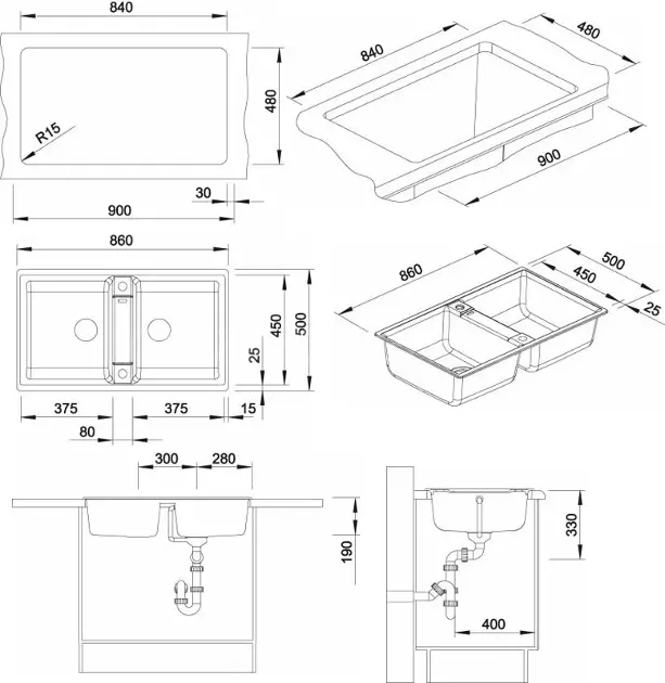 Blanco Zia 9 - Évier en silgranit, 86x50 cm, aluminium 516677 | Sanitino.fr