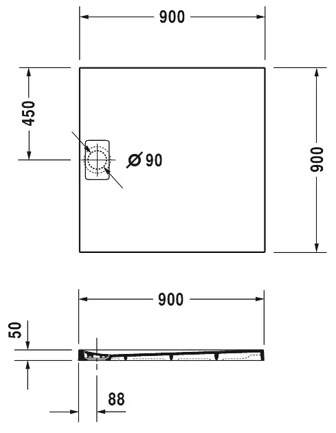 Duravit Stonetto - Duschwanne 90x90 cm, grau matt 720146180000000 ...