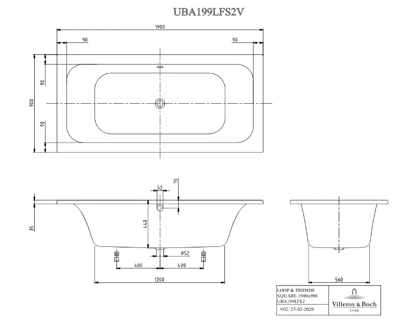 Villeroy & Boch Loop&Friends - Vasca da bagno190x90 cm, bianco ...