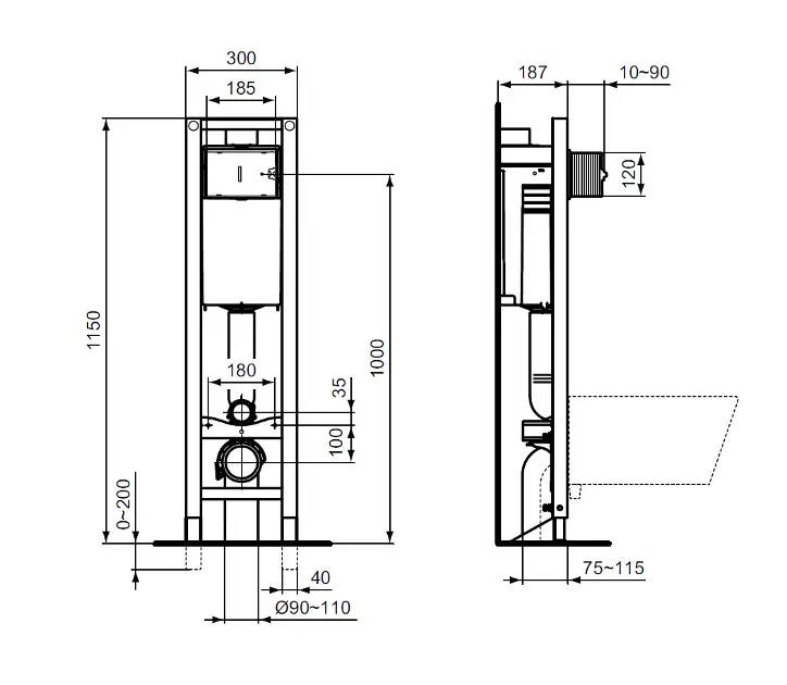 Ideal Standard ProSys - Vorwandinstallation ECO M F für Wand-WC E233367 ...