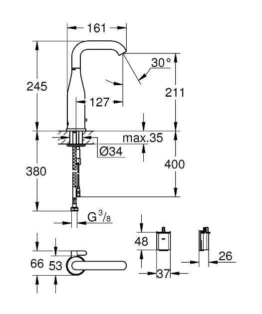 Grohe Essence E - Infrared electronic basin mixer with mixing device ...