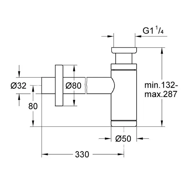 Grohe Siphons - Siphon design, Hard Graphite brossé 28912AL0 | Sanitino.fr