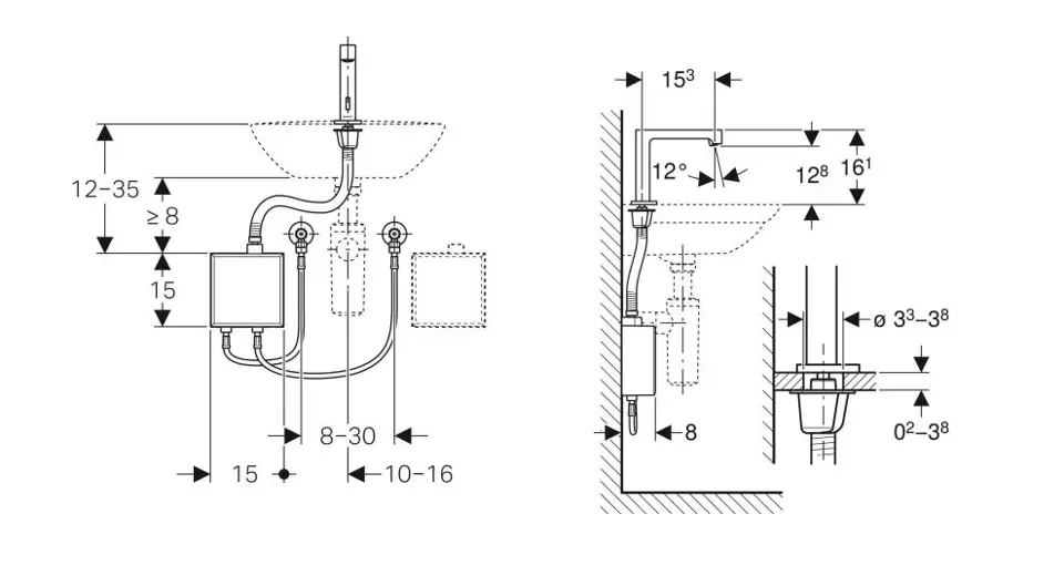 Geberit Brenta - Elektronische Thermostat-Waschtischarmatur ...