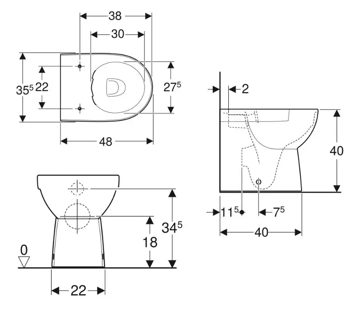 Geberit Selnova Compact - WC a pavimento, Rimfree, bianco 500.394.01.1 ...