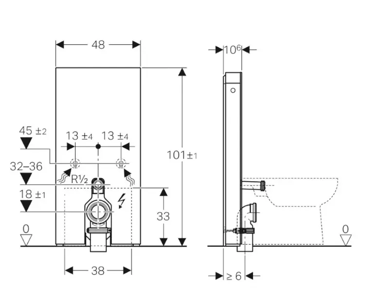 Geberit Monolith Plus - Modulo sanitario per WC a terra, 101 cm ...