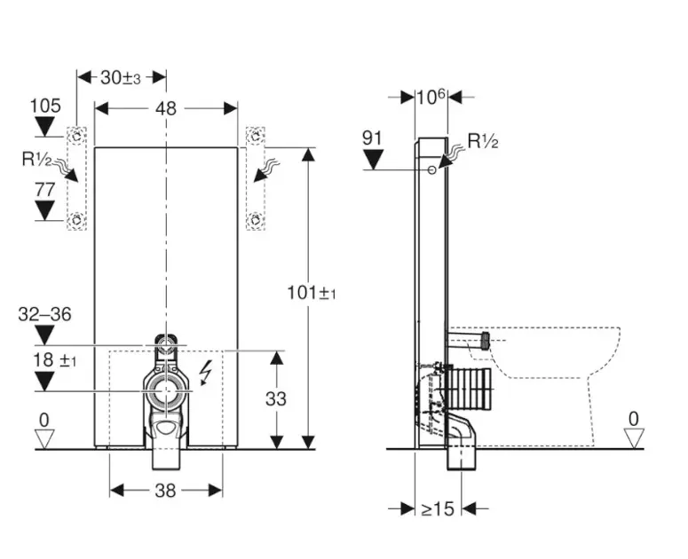 Geberit Monolith Plus - Modulo sanitario per WC a terra, 101 cm ...