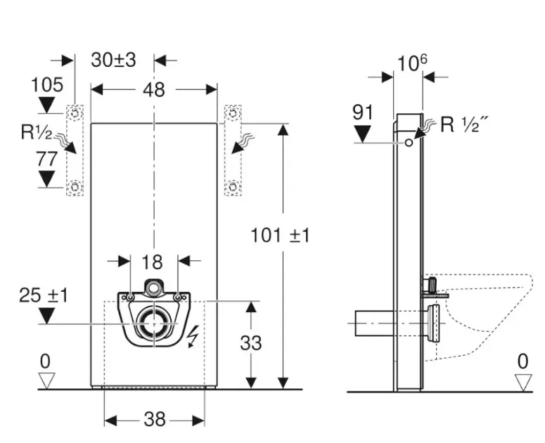 Geberit Monolith Plus - Modulo sanitario per WC sospeso, 101 cm ...