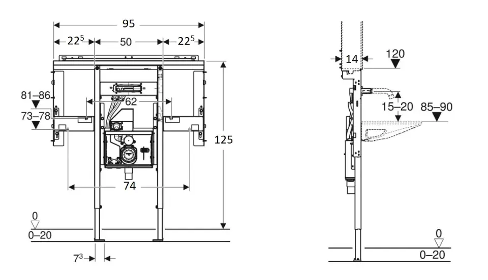 Geberit Duofix - Montageelement für Waschtisch Geberit ONE 90 cm und ...