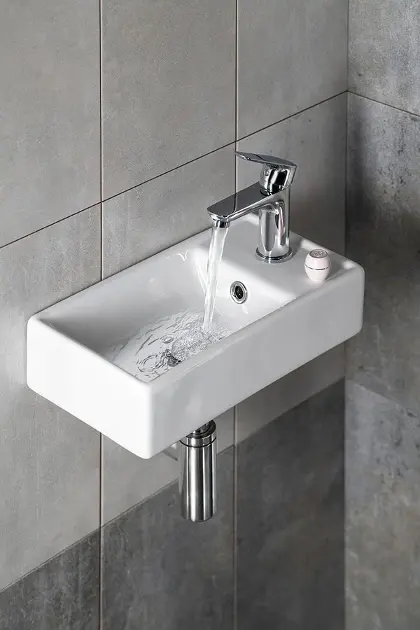 Sapho Small - Lavamani Minos, 40x22 cm, con troppopieno, foro per ...