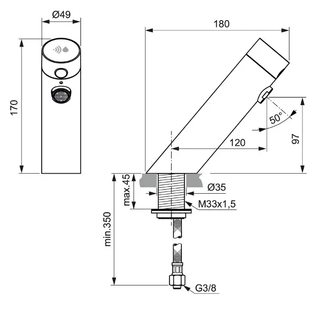 Ideal Standard SensorFlow - Sensor-Waschtischarmatur ohne Mischung ...
