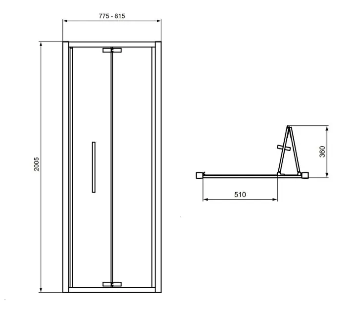 Ideal Standard i.Life - Vouwbare douchedeur 80 cm, silver bright/helder ...
