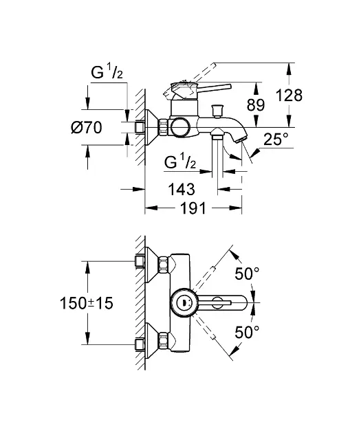 Grohe BauClassic - Miscelatore per vasca da bagno, cromo 32865000 ...