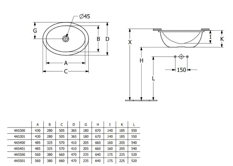 Villeroy & Boch Loop&Friends - Unterbauwaschbecken, 56x38 cm, mit ...