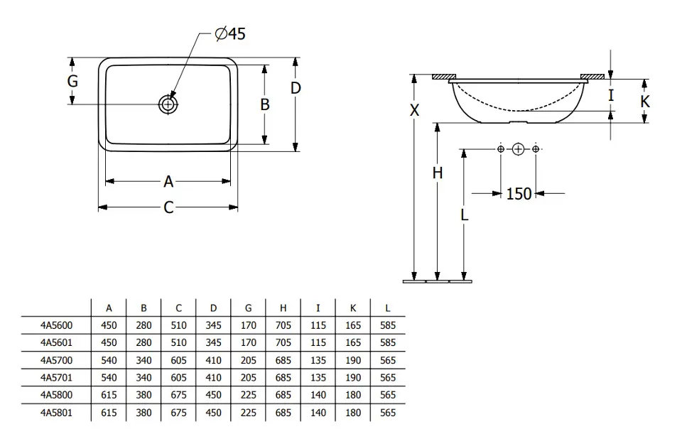Villeroy & Boch Loop&Friends - Lavabo à encastrer, 62x38 cm, avec trop ...
