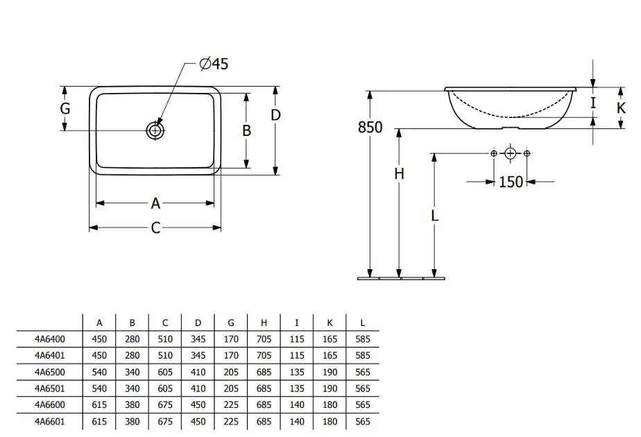 Villeroy & Boch Loop&Friends - Einbauwaschbecken, 61x41 cm, ohne ...
