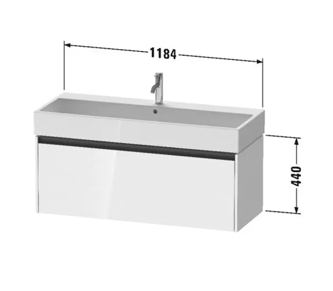 Duravit Ketho.2 - Wastafelkast 44x118x46 cm, 1 lade, grafiet mat ...