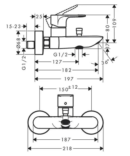 Hansgrohe Rebris E - Mitigeur de baignoire, noir mat 72450670 | Sanitino.fr