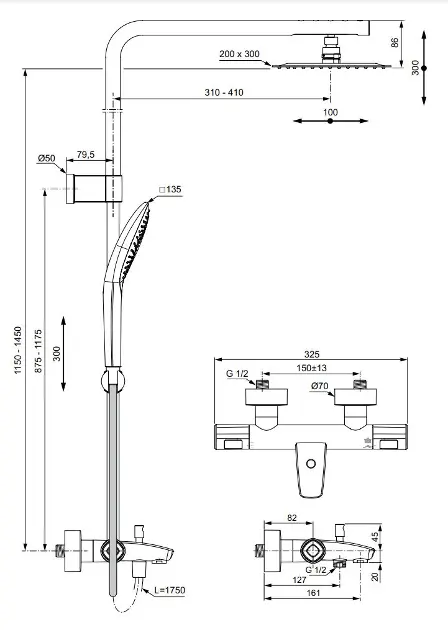 Ideal Standard CeraTherm - Duschset mit Badewannenthermostat, 20x30 cm ...