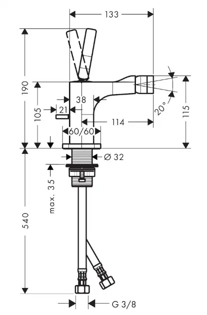 Axor Citterio E - Bidet-Einhebelmischer mit Auslauf, schwarz matt ...