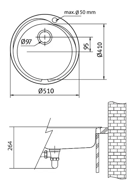 Franke Rondo - Fregadero de acero inoxidable RON 610-41, diámetro 51 cm ...