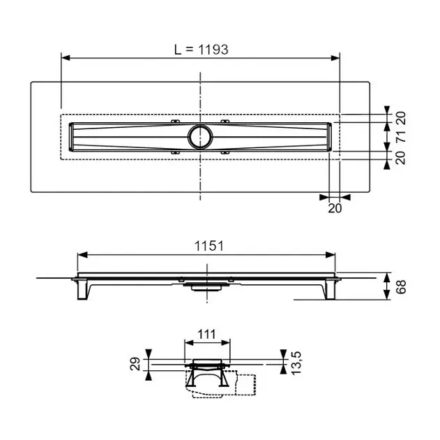 Tece TECEdrailine-Evo - Duschrinne Evo 120 cm, mit Flansch ...