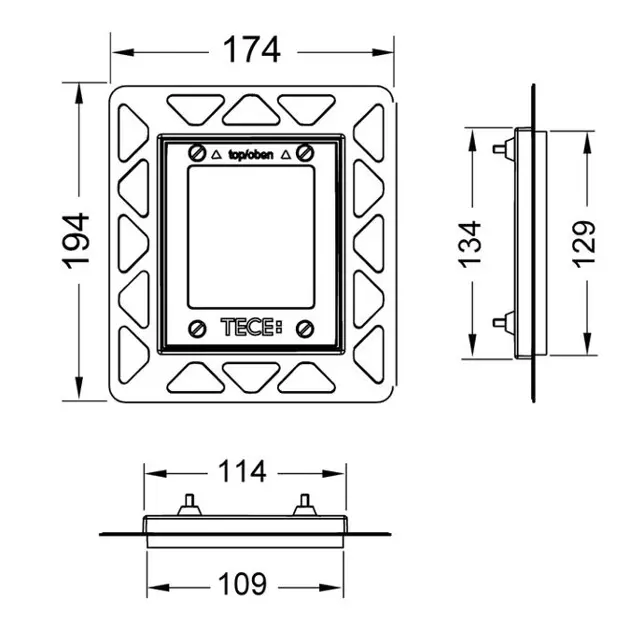 Tece TECEloop - Marco de montaje para control empotrado de urinarios empotrados en azulejos ...