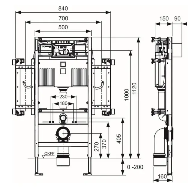 Tece TECEprofil - Předstěnová instalace pro závěsné WC, fixační ...
