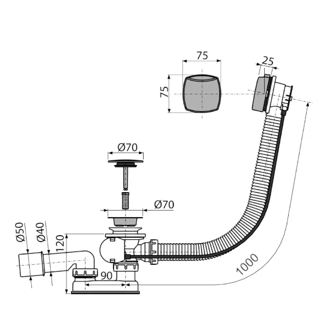 Alcadrain Sistemi di scarico - Set di scarico e troppopieno per vasca ...