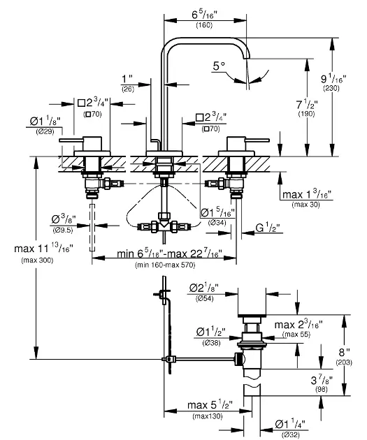 Grohe Allure - Waschtischarmatur mit Ablauf, 3-Loch-Montage, Chrom ...