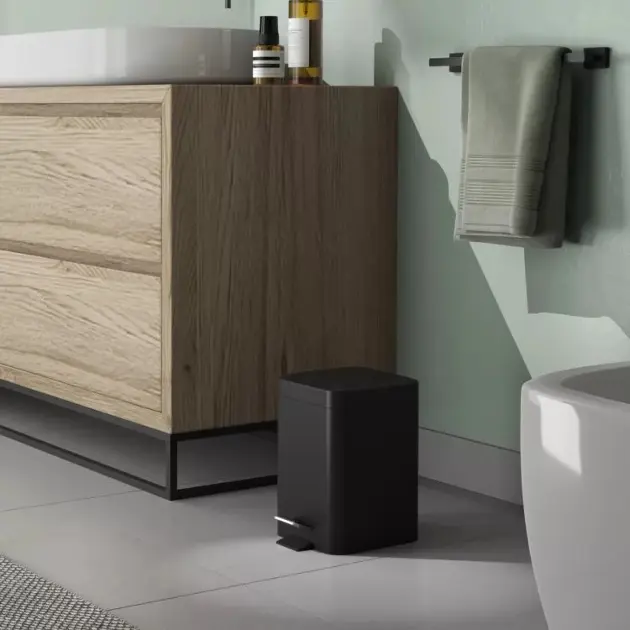 Sapho Gedy badkameraccessoires - Afvalemmer 5l, Soft Close, mat zwart ...