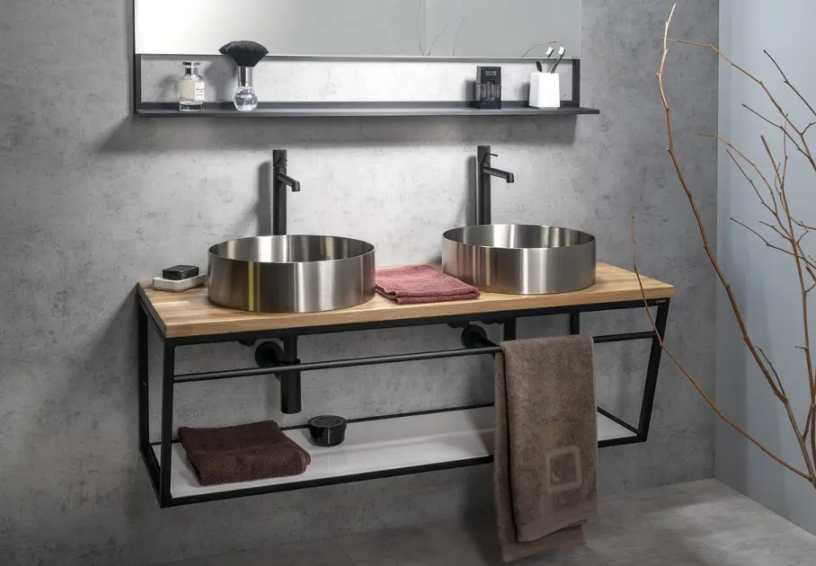 Sapho Aurum - Vasque à poser, diamètre 38 cm, sans trop-plein, inox ...