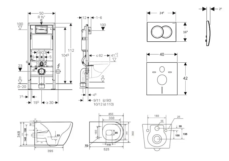 Geberit Duofix - Set de bâti-support, cuvette Gaia et abattant ...