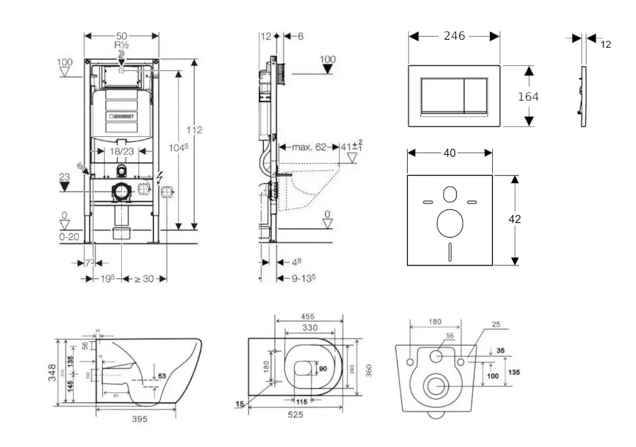 Geberit Duofix - Set Vorwandelement, WC Gaia und WC-Sitz Softclose ...