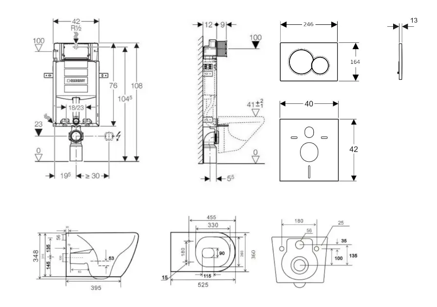 Geberit Combifix - Set con modulo di installazione, vaso WC Gaia e ...