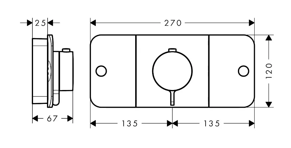 Axor One - Mitigeur thermostatique encastré, 2 sorties, chrome noir ...