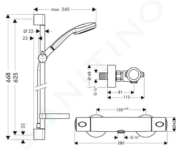 Hansgrohe Croma 100 Set De Douche Avec Thermostat Douchette Croma