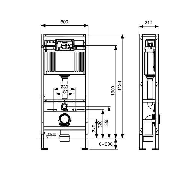 Tece - Modulo di installazione per WC sospesi, altezza 1,12 m 9500393 ...