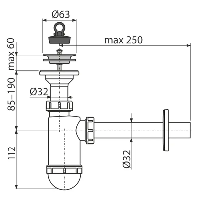Alcadrain Sifony - Umyvadlový sifon, s nerezovou mřížkou A410 | Sanitino.cz