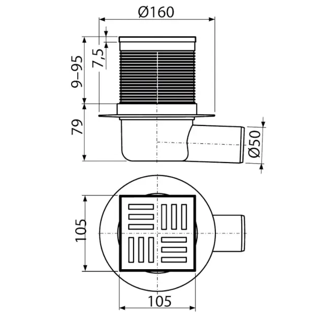 Alcadrain Odtokové kanálky - Podlahová vpust boční 11x11 cm, vodní ...