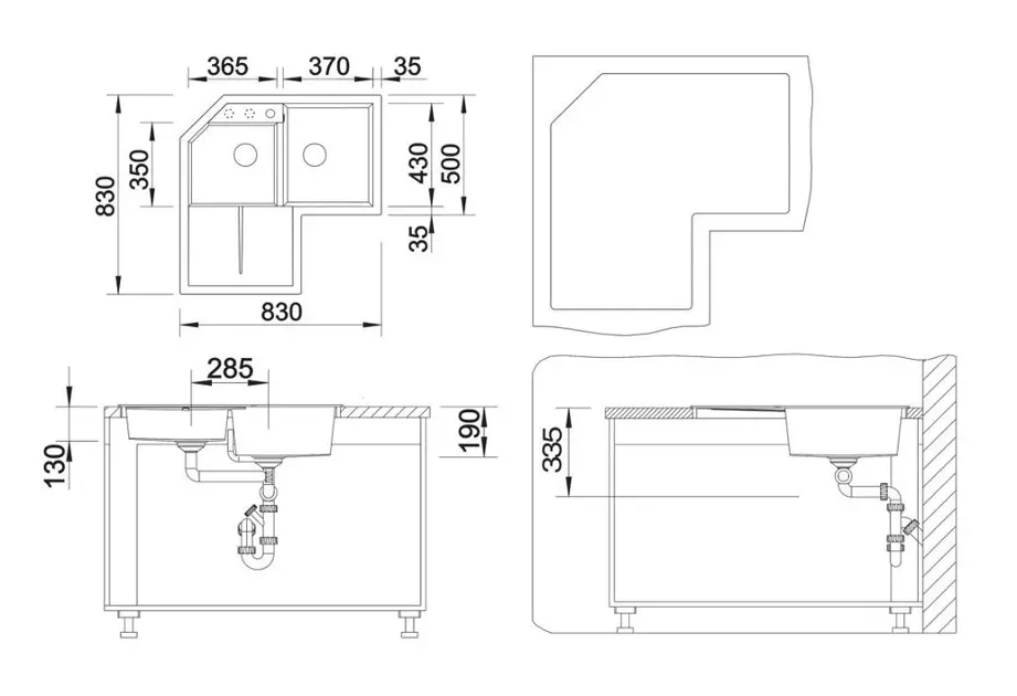 Blanco Metra 9 - Évier en silgranit, 83x83 cm, blanc 515568 | Sanitino.fr
