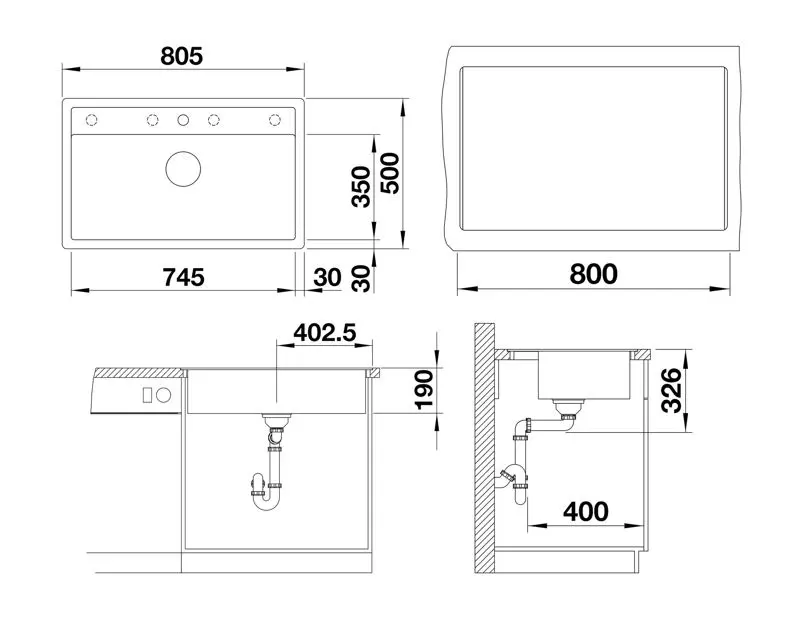 Blanco Dalago 8 - Silgranitový dřez, 81x50 cm, s ovládáním odtoku ...