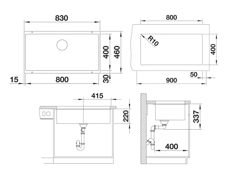 Blanco Subline 800 - Silgranitový dřez, 83x46 cm, InFino, antracit ...