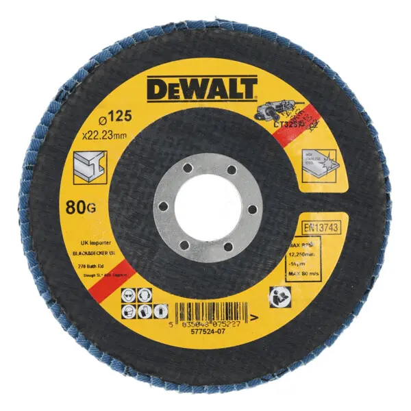 DeWALT Accesorii - Disc abraziv laminat, P80, diametru 125 mm DT3267 ...