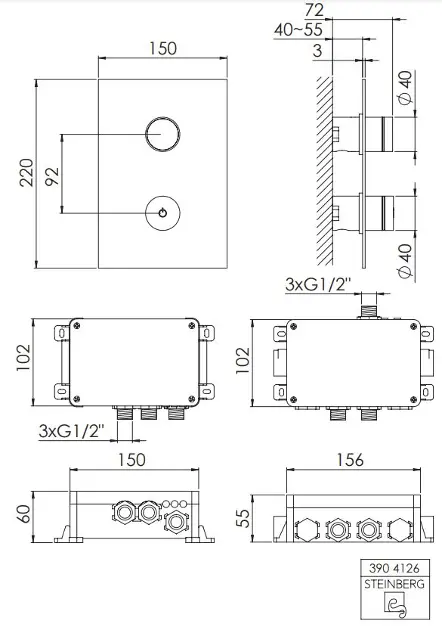 Steinberg iFlow - Elektrische inbouw thermostaatkraan voor 2 functies ...