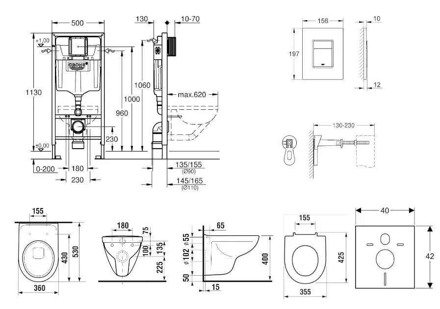 Grohe Rapid SL - Set Vorwandelement, WC und Sitz Jika Lyra Plus ...