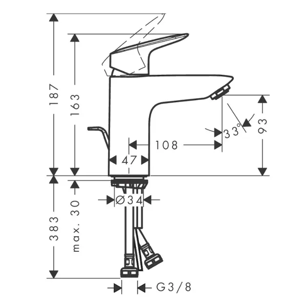 Hansgrohe Logis - Waschtischarmatur, mit Ablauf, Chrom 71171000 ...
