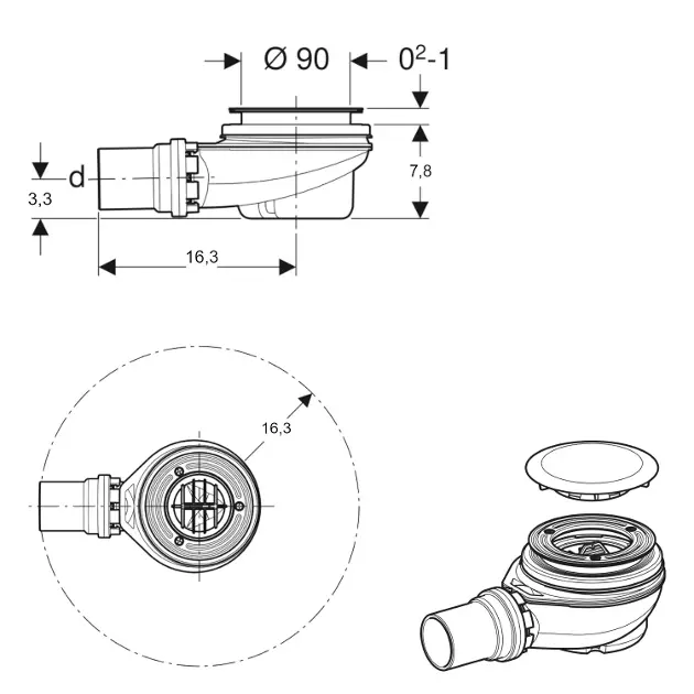 Geberit Accessori - Sistema di scarico con copripiletta, cromo lucido ...