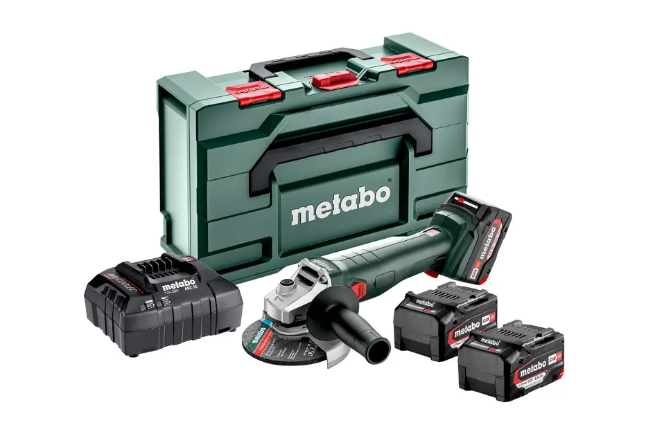 Metabo Outillage - Meuleuse d'angle sans fil 18V 125 mm, 3 batteries 4,0 Ah Li-Power, chargeur ...