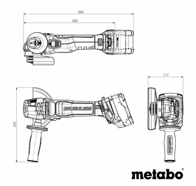 Metabo Outillage - Meuleuse d'angle sans fil 18V 125 mm, sans batterie ni chargeur 613052840 ...